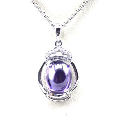 China 925 Silver 8mmx10mm Amethyst Cubic Zircon Stones Pendant (PSJ0302) for sale