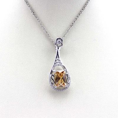 China Women Jewelry 7mmx10mm Champagne Citrine Cubic Zirconia Pendant (PSJ0358) for sale