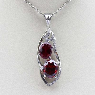 China 925 Silver Jewelry Red Cubic Zirconia Two Gemtone Pendant (PSJ0379) for sale