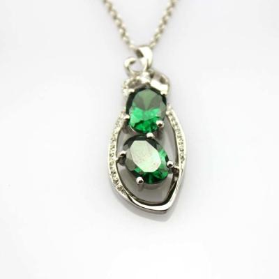 China Sterling Silver Jewelry 6x8mm Green Cubic Zircon Pendant(PSJ0381) for sale