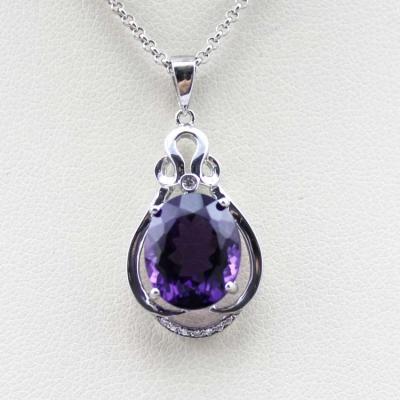 China Sterling Silver Jewelry 10mmx12mm Amethyat Cubic Zircon Pendant Necklace (PSJ0391) for sale