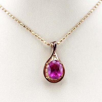 China Rose Gold Plated 925 Silver Jewelry  Oval Pink Cubic Zircoina Pendant(PSJ0392) for sale