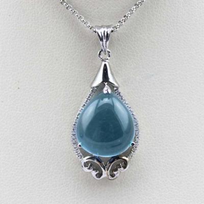 China Fashion 12mmx15mm Pear  Blue Cubic Zircon Pendant  Necklace (PSJ0398) for sale