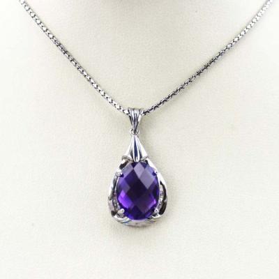 China Women Jewelry 10mmx14mm Oval Amethyst Cubic Zirconia Drop Pendant(PSJ0399) for sale