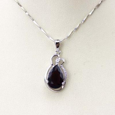 China 925 Silver Amethyst CZ Pendant and Silver Chain Necklace 18 Inches(PSJ0402) for sale