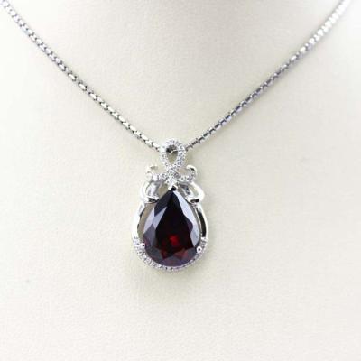 China Fashion Silver Jewelry Pear-Shaped Garnet Cubic Zircon Pendant(PSJ0405) for sale
