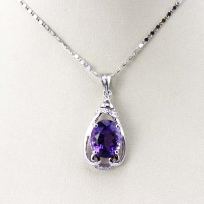 China 925 Silver Jewelry 9mmx11mm Amethyat  Cubic Zircon Pendant(PSJ0406) for sale