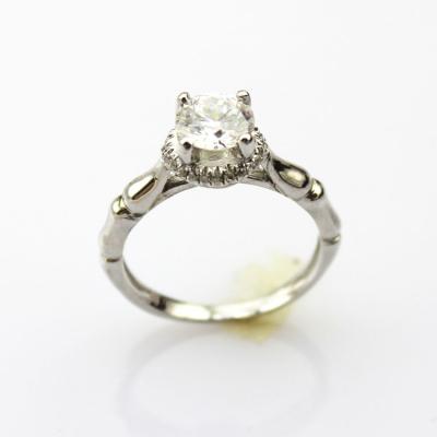 China 925 Sterling Silver Pave 6mm Round Clear Cubic Zirconia Engagement Ring(F05) for sale