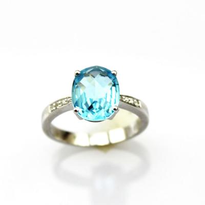 China Sterling Silver Oval Blue Topaz Cubic Zirconia Ring Jewelry (F06) for sale