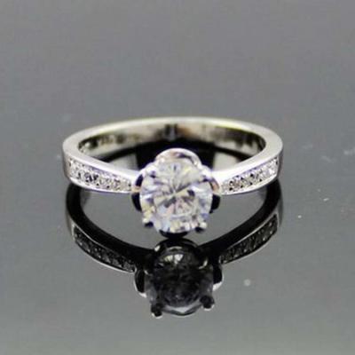 China White Gold Plated 925 Silver Ring Engagement Ring (F10) for sale