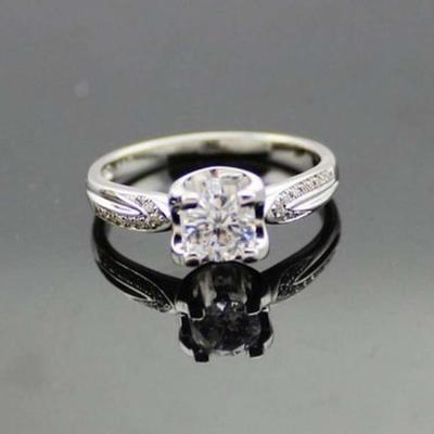 China White Gold Plated 925 Silver Engagement Ring with CZ Diamonds(F12) for sale