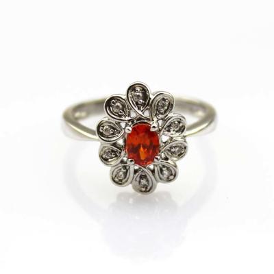 China Women Jewelry Sterling Silver with 4x6mm Oval Red Cubic Zircon Ring(F26) for sale