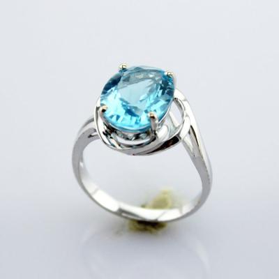 China Oval Blue Cubic Zirconia 925 Silver Solitaire Gem Ring(F29) for sale