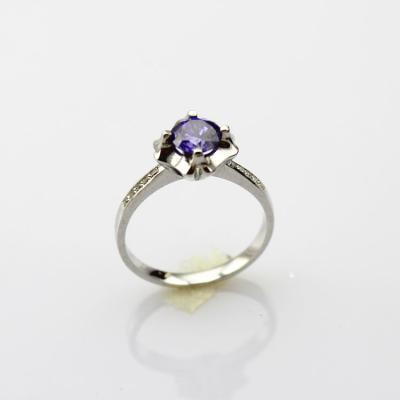 China Women Jewelry 925 Silver 5.5mm Round  Purple Cubic Zirconia Ring(F36) for sale