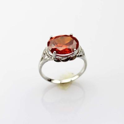China Women Jewelry Sterling Silver Ring with 10mmx12mm Oval Red Cubic Zirconia(F41) for sale
