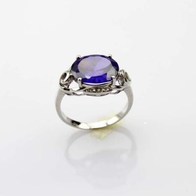 China 925 Sterling Silver Ring with 10mmx12mm Oval Purple Amethyst Cubic Zirconia(F42) for sale