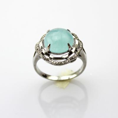 China Women Jewelry 925 Silver Ring with Round Blue Chalcedony Cubic Zirconia  (F43) for sale