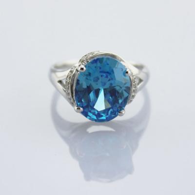 China Women Fashion Oval Blue Topaz Cubic Zirconia 925 Silver Ring (F47-F53) for sale