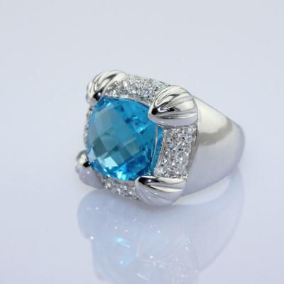 China 925 Sterling Silver Blue Topaz  Cubic Zirconia Ring(F59) for sale