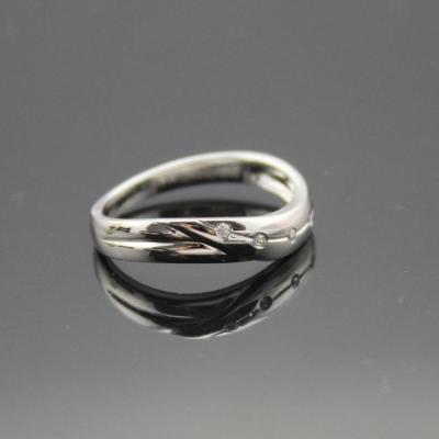 China White Gold Plated Sterling Silver Wedding Ring with White Cubic Zircon(F75) for sale