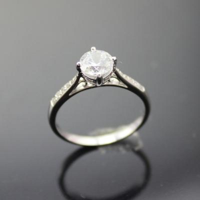China White Gold Plated Sterling Silver Engagement Ring with Clear Cubic Zirconia(F82) for sale