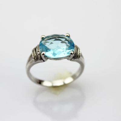 China 925 Silver  Oval Cubic Zircon Blue Topaz Women Ring(F91) for sale