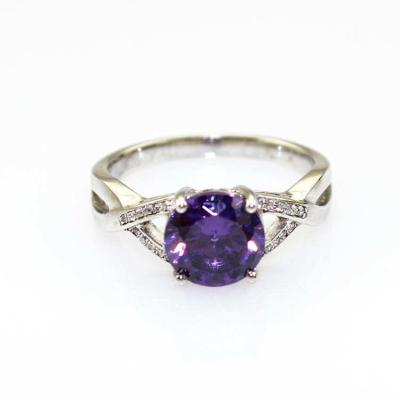 China Women Jewelry 925 Silver Round Created Amethyst Cubic Zircon Ring(F93) for sale