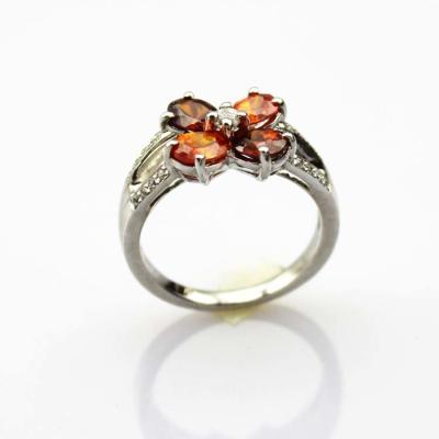 China Design Women Jewelry 925 Silver  Red Quatrefoil Cubic Zircon Ring(FR029) for sale