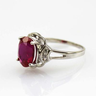 China Sterling Silver 8mmx10mm Oval Pink Cubic Zircon 925 Silver Ring (FR081) for sale
