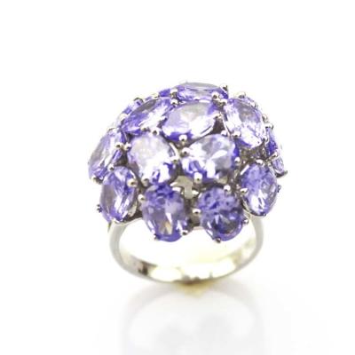 China White Gold Plated Sterling Silver with Purple Cubic Zircon Ring (FR0525) for sale