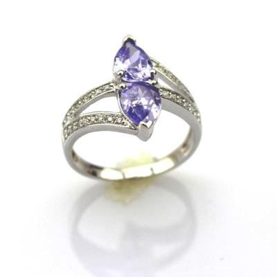 China 925 Silver  5mmx7mm Purple Cubic Zirconia Ring (JR042) for sale