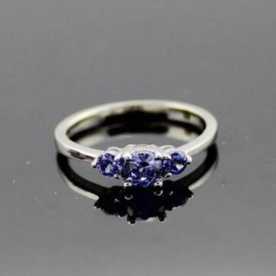 China Women Jewelry 925 Silver Amethyst Three Gemstone Ring  (JY003) for sale
