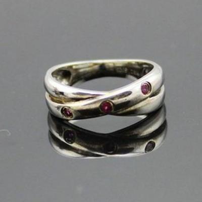 China Women Jewelry 925 Silver  Red Cubic Zircon Crossover Ring (JY063) for sale