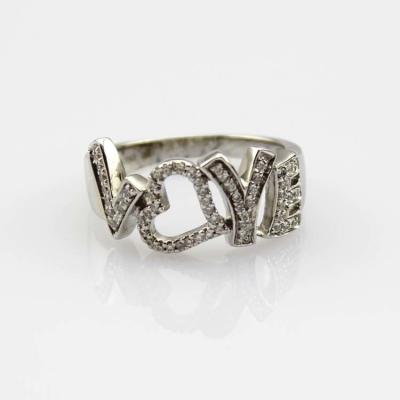 China 925 Silver Ring Pave Clear Rhinestone Love Ring(JR078) for sale