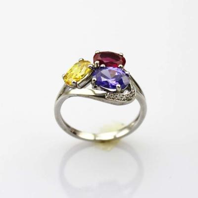 China Women jewelry 925 Silver   Three Cubic Zircon Gemstone Ring (R104) for sale