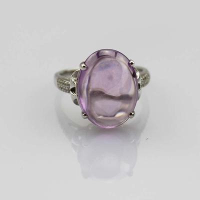 China Fashion Jewelry 925 Silver with 11mmx14mm Oval Dome Purple Cubic Zirconia Ring(R105) for sale