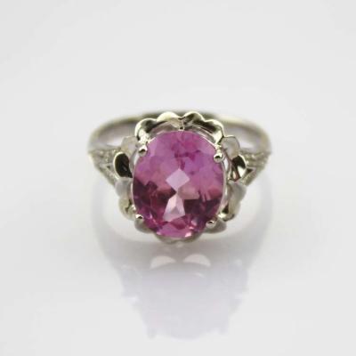 China Women Jewelry 9mmx11mm Oval Pink Cubic Zirconia 925 Silver Ring (R186) for sale