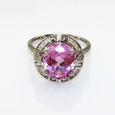China Women Jewelry Oval Pink Cubic Zircon with Rhinestone Sterling Silver Ring(R187) for sale