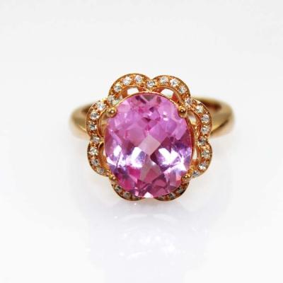 China 18k Rose Gold Plated 925 Silver Ring with Pink Cubic Zircon  (R190) for sale