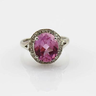 China Fashion Jewelry 925 Silver  Oval Pink Cubic Zircon Gemstone Ring (R193) for sale