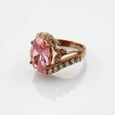 China Rose Gold Plated 925 Silver Ring with 10mmx13m Oval Pink Cubic Zircon (R207) for sale