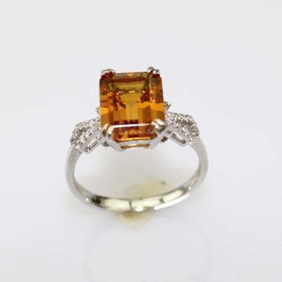 China Design Jewelry 925 Silver with 8x10mm Citrine Cubic Zircon Ring (R214) for sale
