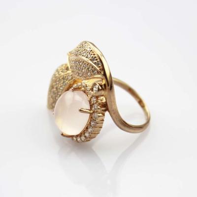 China Rose Gold Plated 925 Silver Ring withGenuine Rose Quartz and Cubic Zirconia (R215) for sale