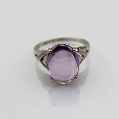 China Gemstone Jewelry 925 Silver with 10mmx14mm Oval Dome Purple Cubic Zircon Ring (R231) for sale