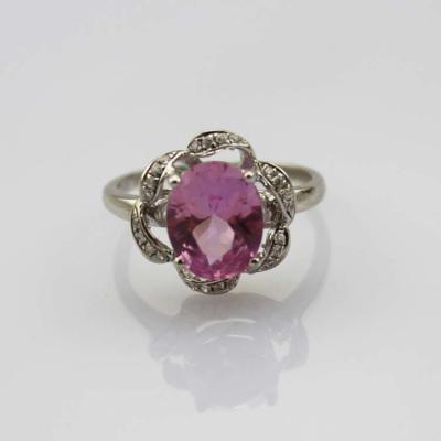 China Women Jewelry Pink Cubic Zirconia 925 Silver Ring (R232) for sale