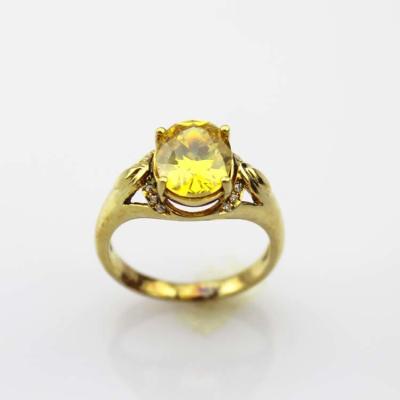 China Gold Plated 925 Silver Ring with 7mmx9mm Created  Yellow Citrine Cubic Zircon(R270) for sale