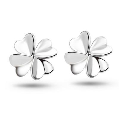 China Fashion 925 Silver Plated Good Luck Four Feaf Clover Flower Stud Earrings (EESTUD08) for sale