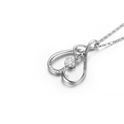 China Women Fine Jewelry White Gold Love Shape Diamonds Pendant Necklace (GDN004) for sale