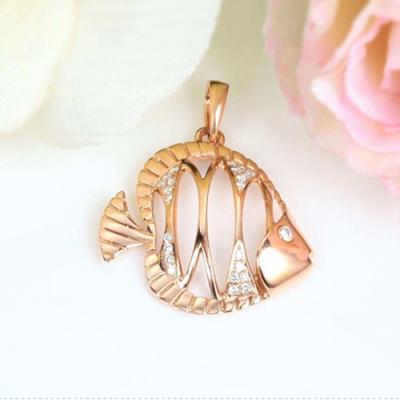 China 18K Rose Gold Lovely Fish Charm Pendant with Diamonds  (GDN005) for sale