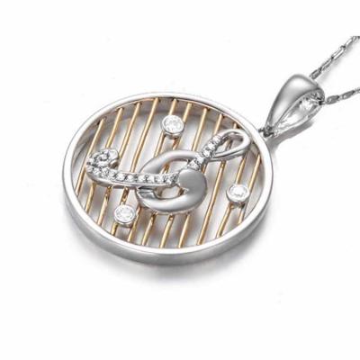 China 18K White Rose Gold Two Tone Musical Note Charm Pendant Necklace  (GDN012) for sale